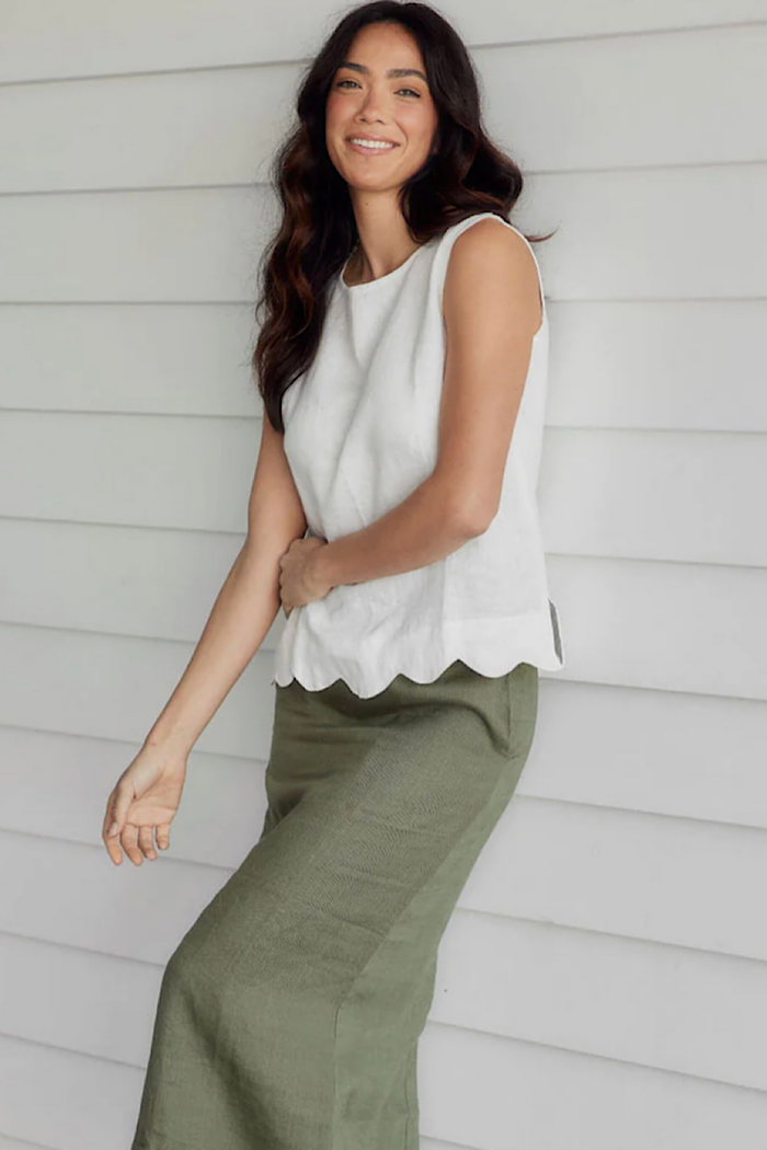 ROMA LINEN TOP - WHITE – Mickelloo