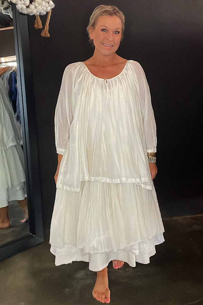 GABRIELLE COTTON SILK TOP - WARM WHITE – Mickelloo