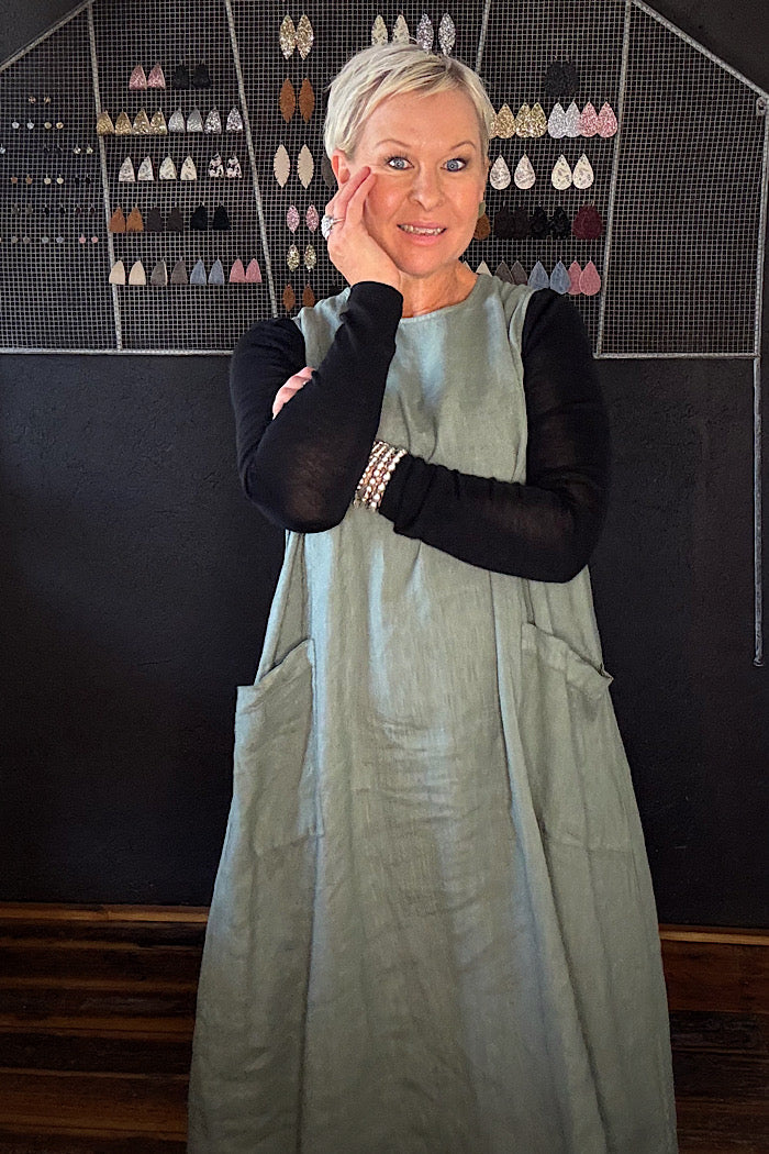 MONTAIGNE LINEN REMY DRESS - KHAKI – Mickelloo