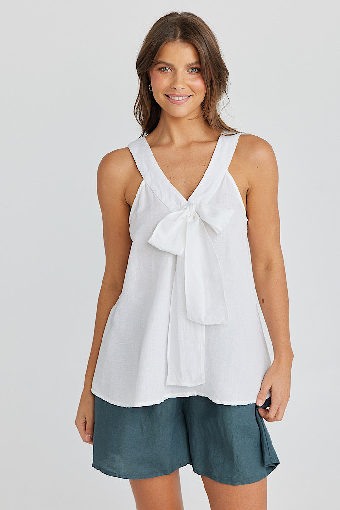 AVILA TOP - WHITE LINEN VISCOSE – Mickelloo