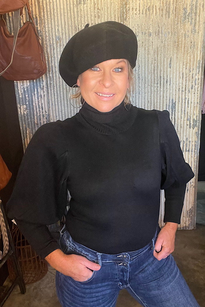 HILLARY HIGH NECK SKIVVY - BLACK - FINAL CLEARANCE – Mickelloo