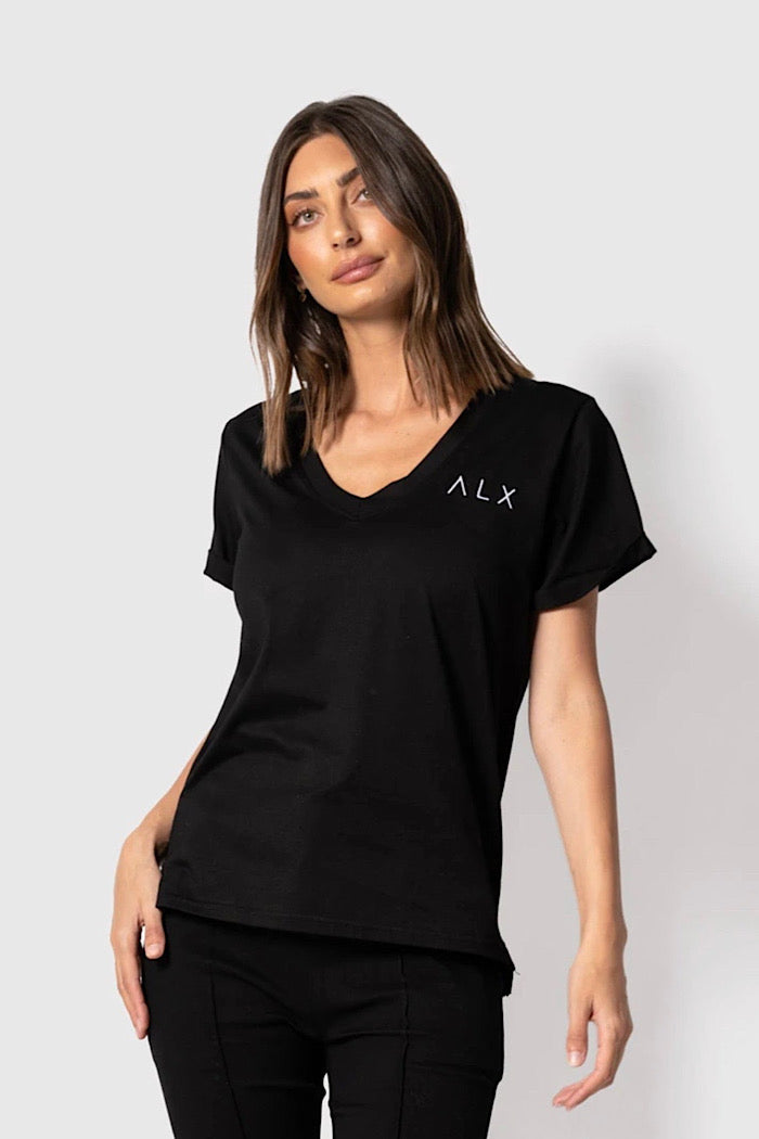 ALX T-SHIRT V NECK - BLACK - FINAL CLEARANCE – Mickelloo